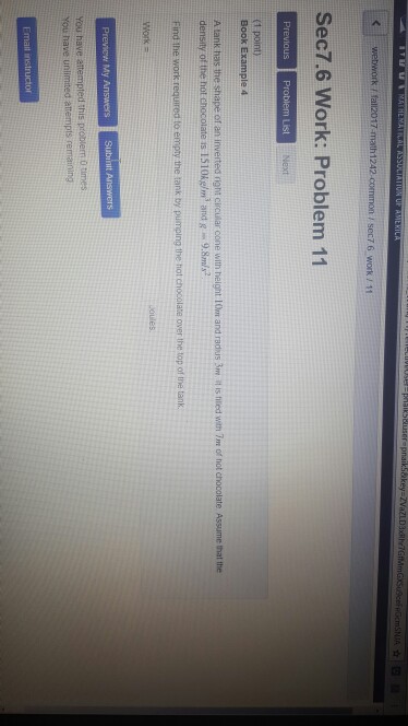 Solved Sec7.6 Work: Problem 11 | Chegg.com