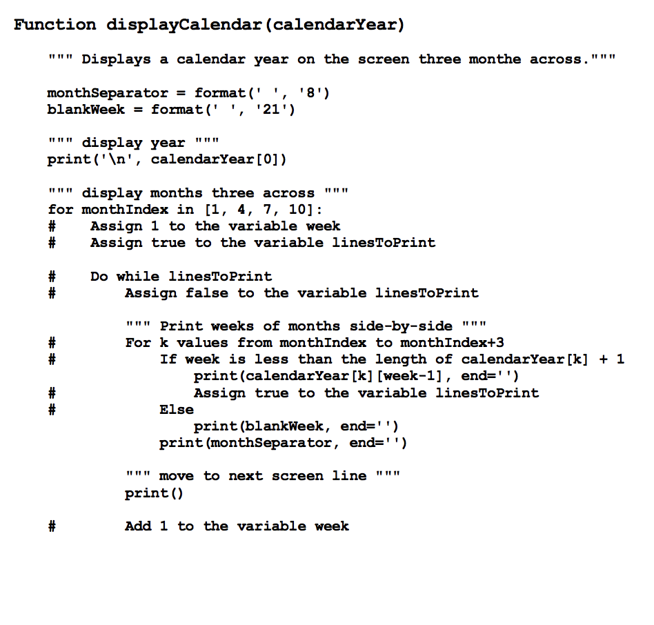 Function constructCalYear (year) """Returns a | Chegg.com