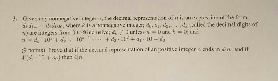 Solved Given any nonnegative integer n, the decimal | Chegg.com