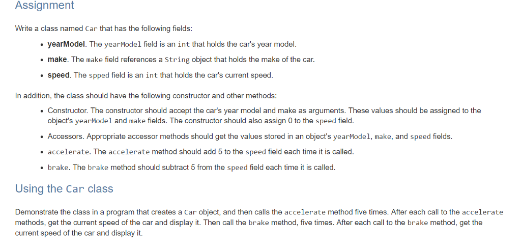 Solved Write a class named Car that has the following | Chegg.com