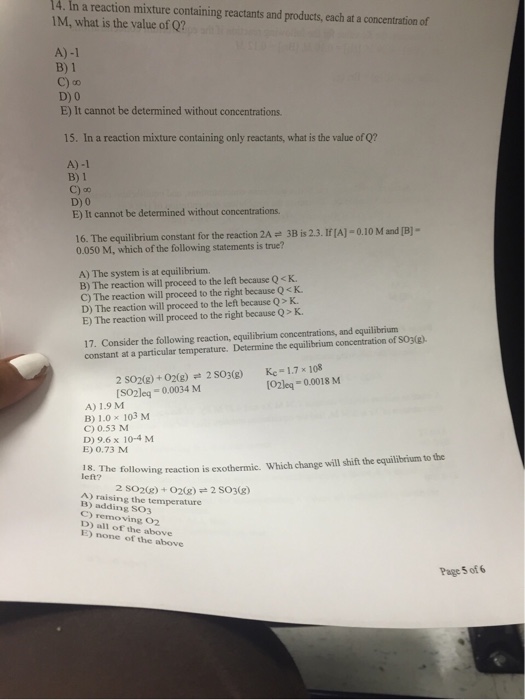 Solved In a reaction mixture containing reactants and | Chegg.com