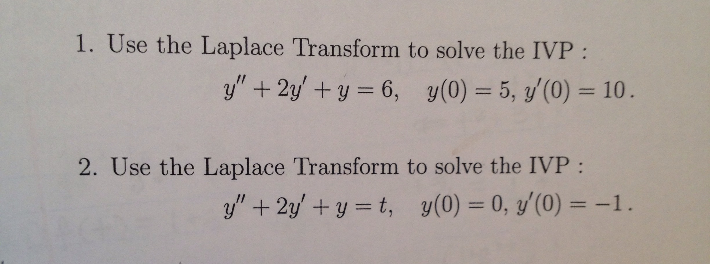 Solved Use the Laplace Transform to solve the IVP : y" + | Chegg.com