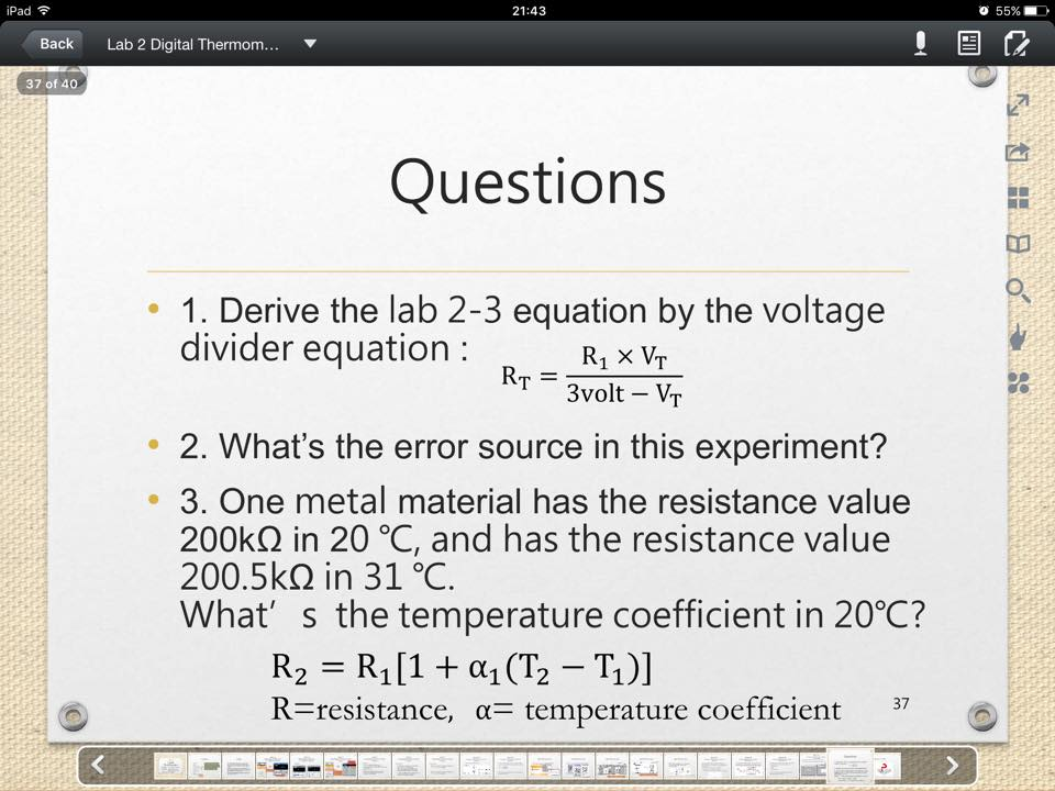 Solved Lab 2-3 Equation where RT = R1 * VT /(3 –VT) for | Chegg.com