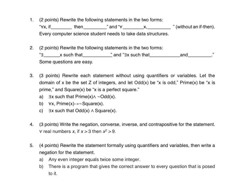 Solved Rewrite the following statements in the two forms: | Chegg.com