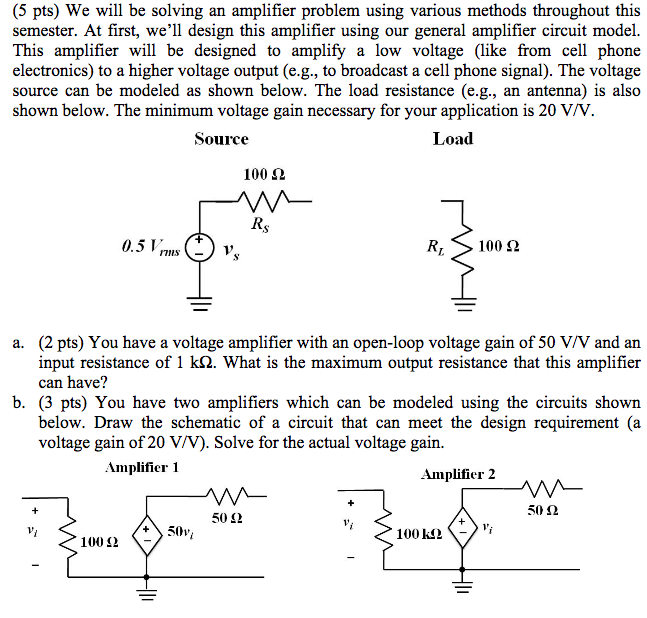 Solved We will be solving an amplifier problem using various | Chegg.com