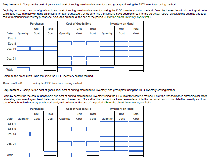 Solved More Info Dec. 1 Beginning merchandise inventory 12 | Chegg.com