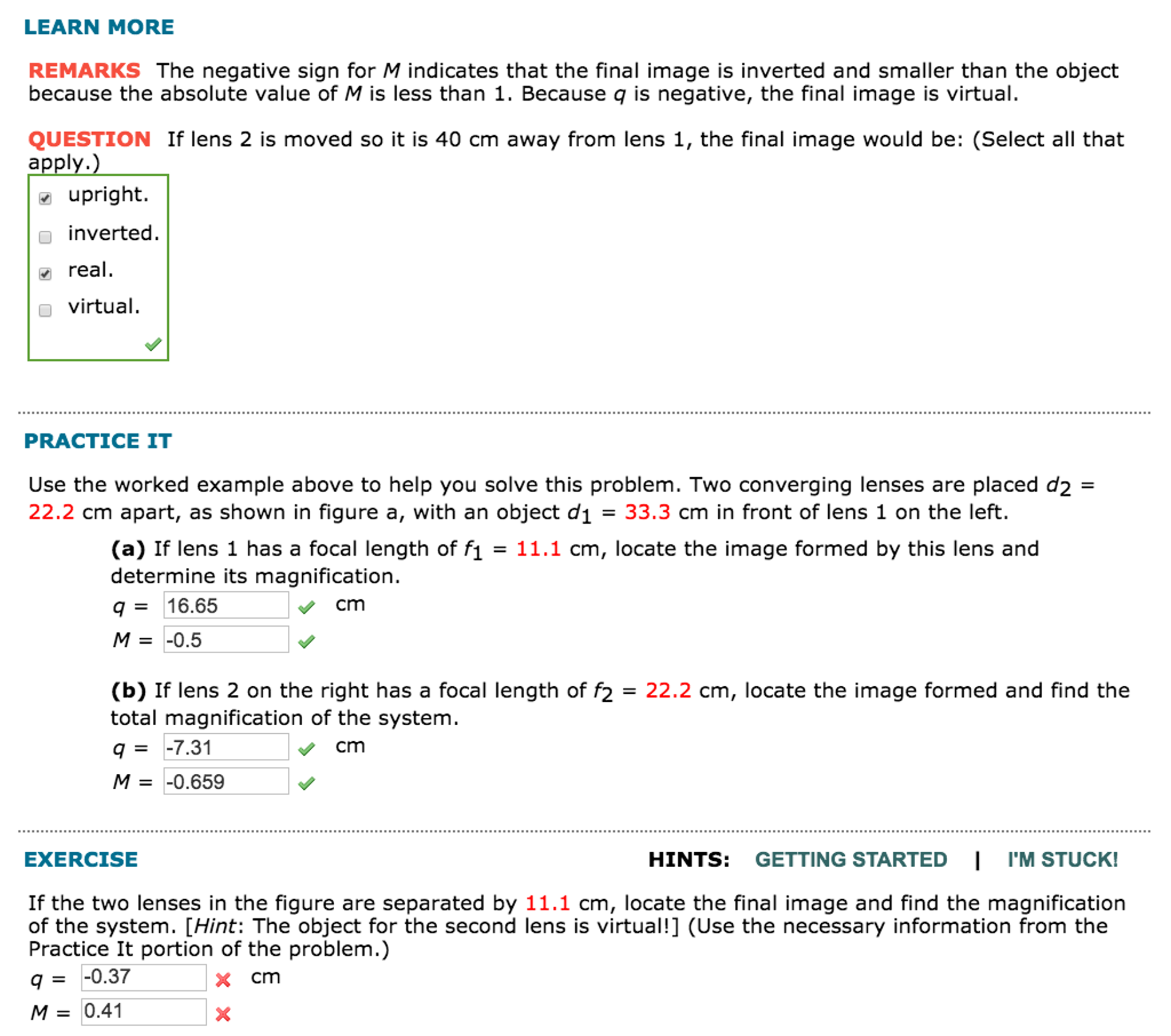 Solved EXAMPLE 23.9 Tw Two Lenses in a Row GOAL Calculate | Chegg.com