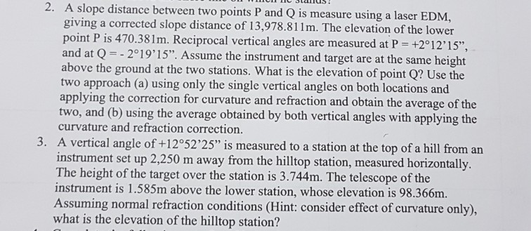 Solved A s lope distance between two points P and Q is | Chegg.com
