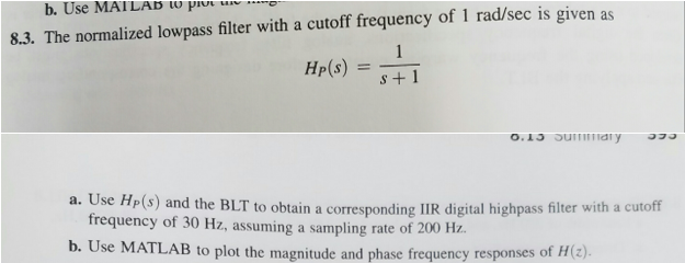 Solved 8.3. The normalized lowpass filter with a cutoff | Chegg.com