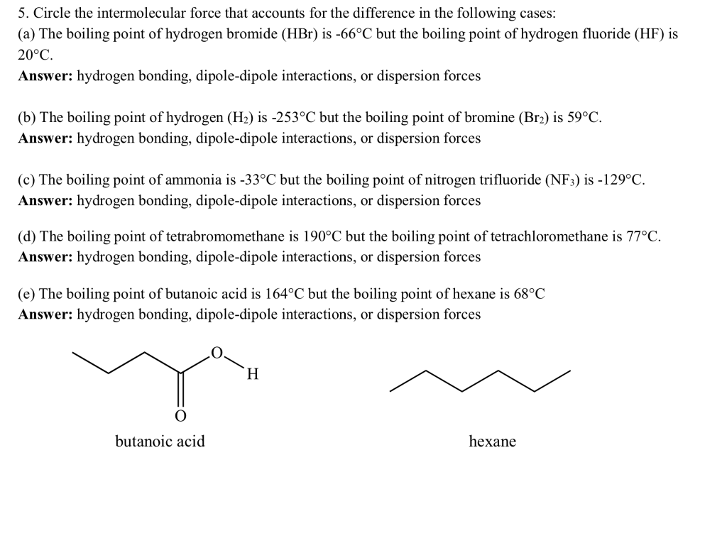 Solved 5. Circle the intermolecular force that accounts for | Chegg.com