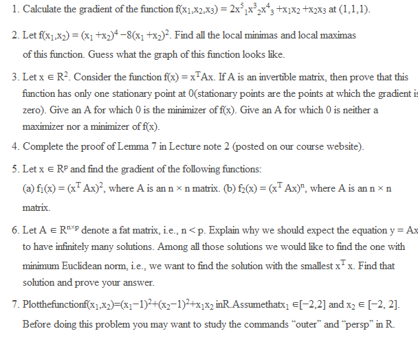 Solved 1 Calculate the gradient of the function f(x1 | Chegg.com