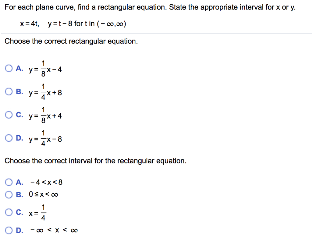 Solved For each plane curve, find a rectangular equation. | Chegg.com