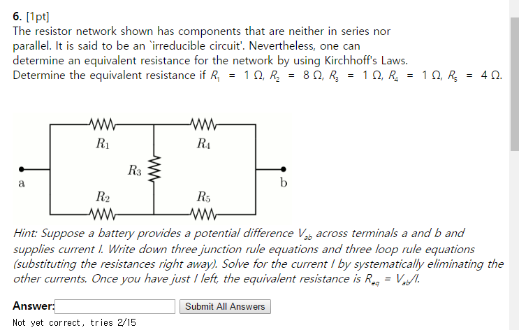 Solved The resistor network shown has components that are | Chegg.com