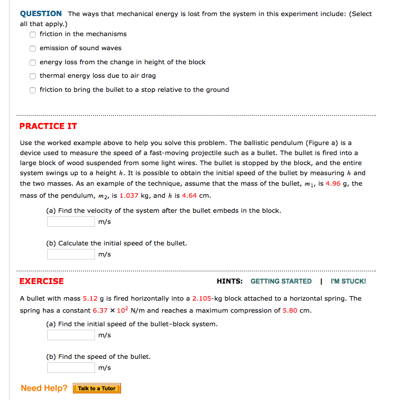 Solved QUESTION The ways that mechanical energy is lost from | Chegg.com