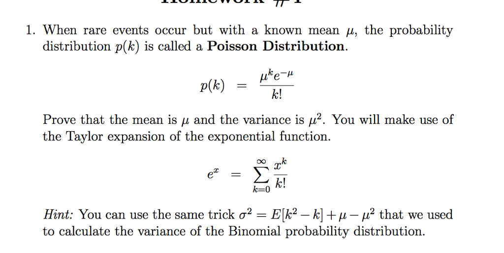 Solved When rare events occur but with a known mean mu, the | Chegg.com
