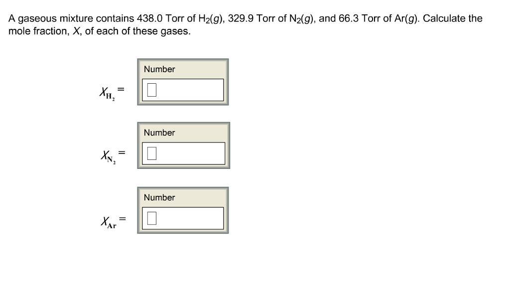 Solved A gaseous mixture contains 438.0 Torr of H2(g), 329.9 | Chegg.com