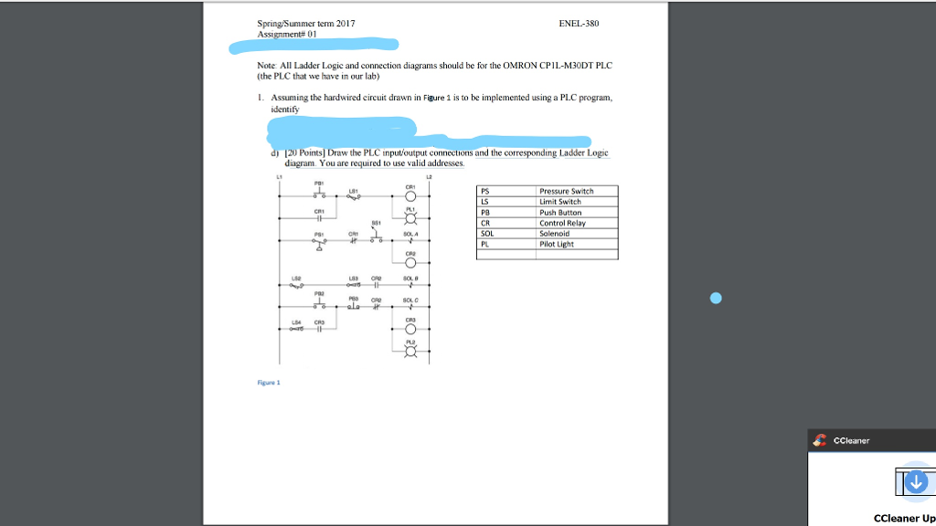 Draw the PLC input/output connections and the | Chegg.com