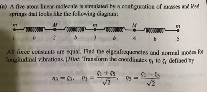 Solved (a) A five-atom linear molecule is simulated by a | Chegg.com
