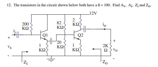 Solved The transistors in the circuit shown below both have | Chegg.com