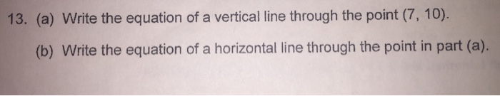 Solved Write the equation of a vertical line through the | Chegg.com