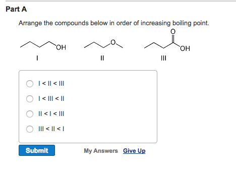 Solved Arrange the compounds below in order of increasing | Chegg.com