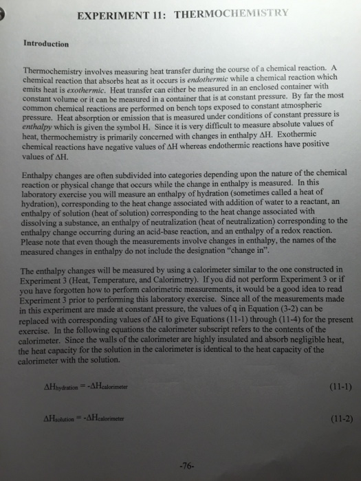 Solved Thermochemistry Prelaboratory Assignment Name and | Chegg.com