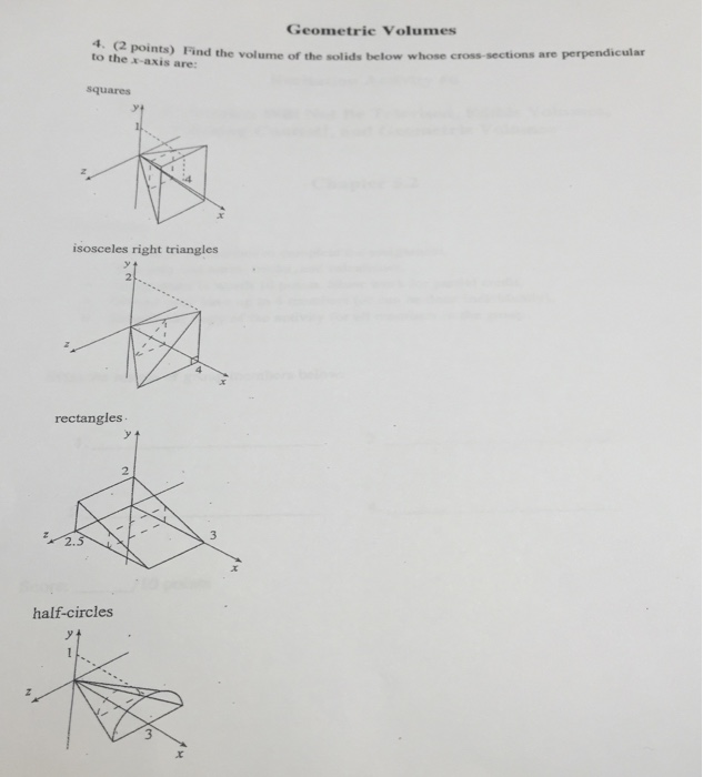 Solved Find the volume of the solids below whose | Chegg.com