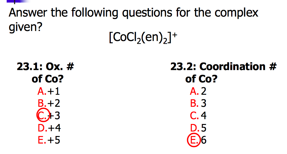 Solved Answer the following questions for the complex given? | Chegg.com