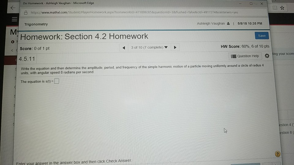 Solved Do Homework- Ashleigh Vaughan - Microsoft Edge | Chegg.com