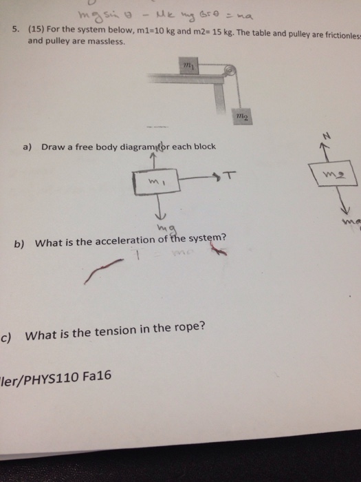 Solved For the system below, m1 = 10kg and m2 = 15kg. The | Chegg.com