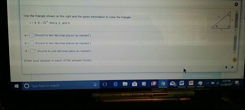 Solved Use the triangle shown on the right and the given | Chegg.com
