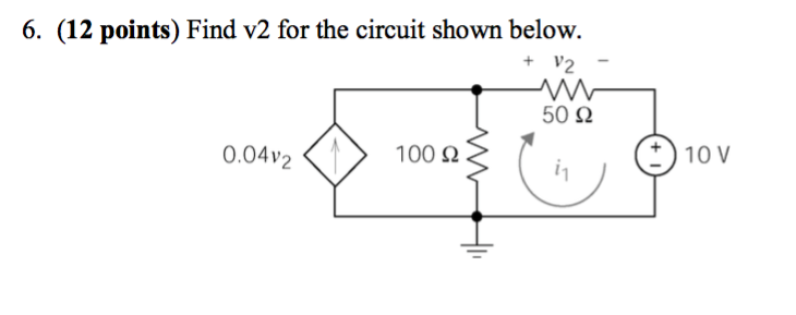 Solved Find v2 for the circuit shown below. | Chegg.com