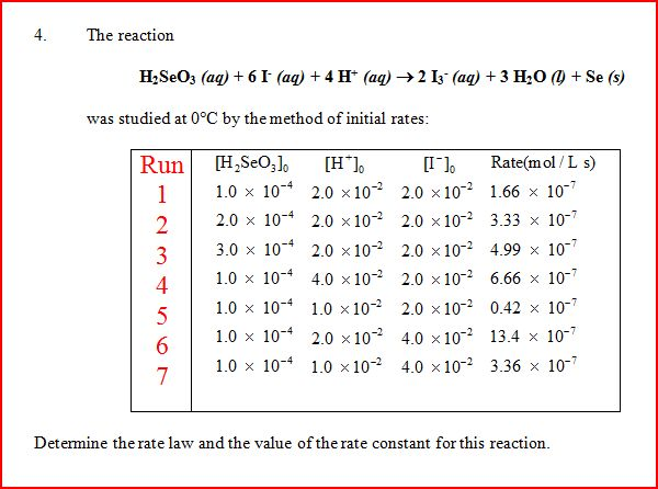 The reaction H2SeO3 (aq) + 6I- (aq) + 4H + (aq) | Chegg.com