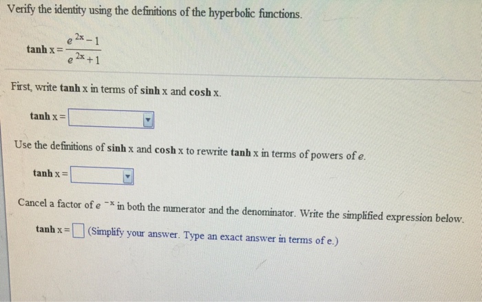 Solved hyperbolic functions | Chegg.com