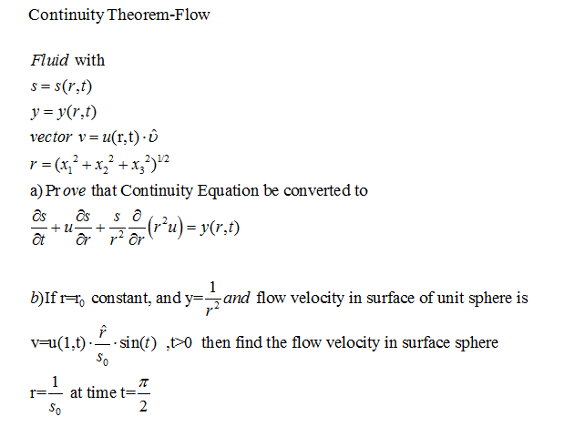 Solved Fluid with s = s(r,t) y = y(r,t) vector v = u(r,t) . | Chegg.com