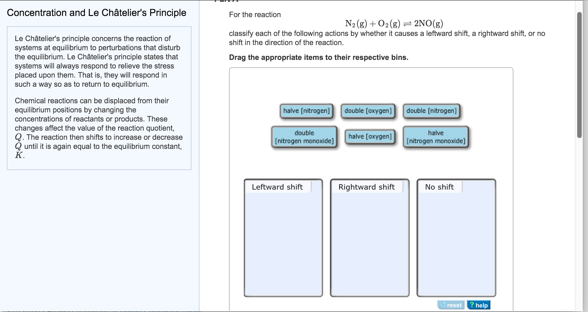 Solved Le Chatelier s principle concerns the reaction of | Chegg.com
