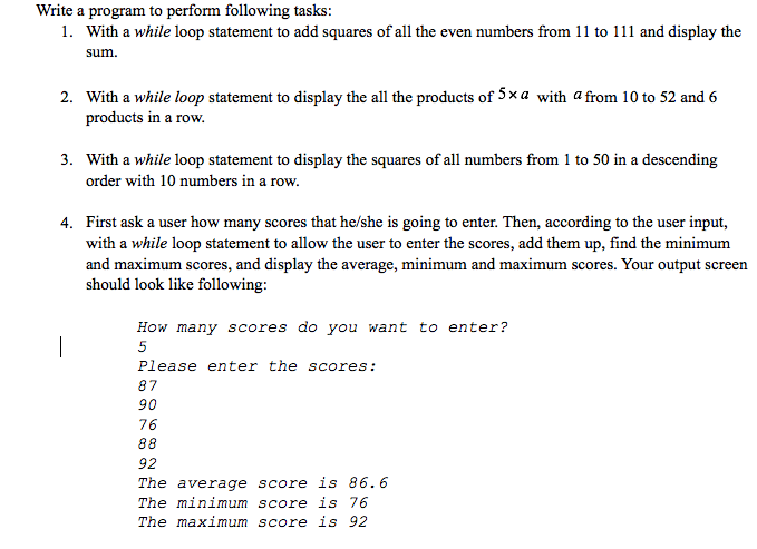 Solved Write a program to perform following tasks: With a | Chegg.com
