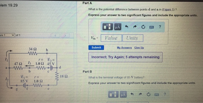 Solved Part A lem 19.29 What is the potential difference | Chegg.com