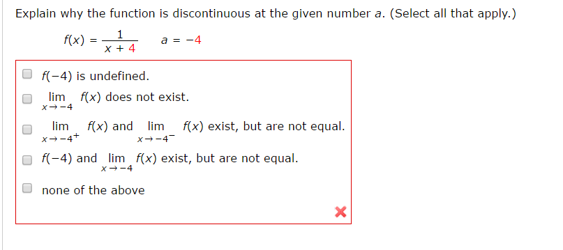 Solved Explain Why The Function Is Discontinuous At The