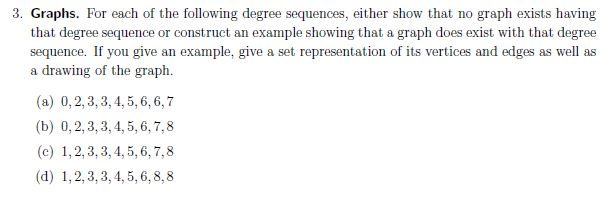 Solved 3. Graphs. For each of the following degree | Chegg.com