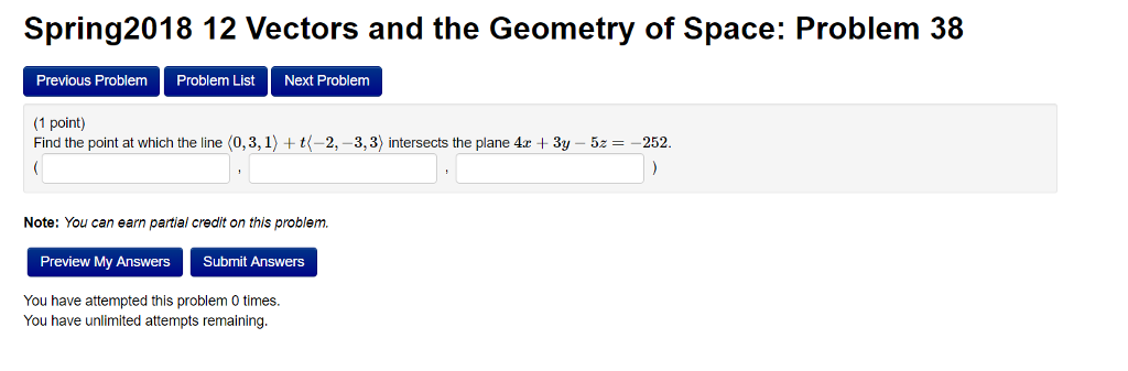 Solved Spring2018 12 Vectors and the Geometry of Space: | Chegg.com