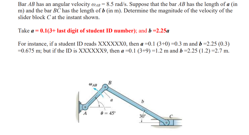 Solved Bar AB has an angular velocity AB-8.5 rad/s. Suppose | Chegg.com