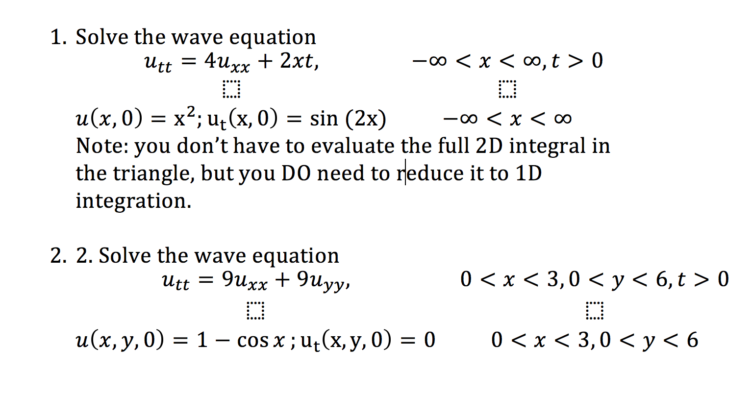 Solved 1 Solve The Wave Equation Utt 4uxx 2xt