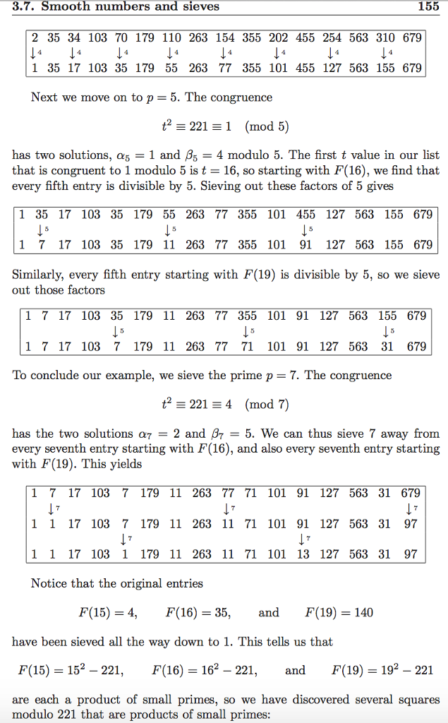 Solved 3.7. Smooth numbers and sieves 155 2 35 34 103 70 179 | Chegg.com