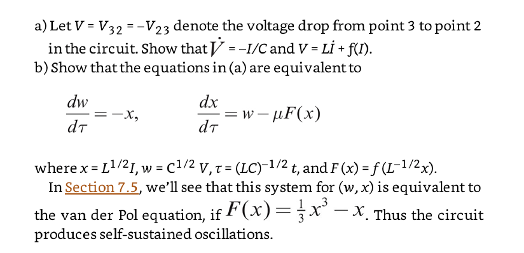 7.1.6 (Circuit for van der Pol oscillator) Figure 1 | Chegg.com