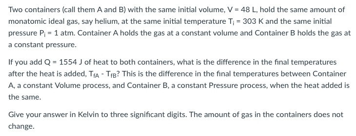 Solved Two containers (call them A and B) with the same | Chegg.com