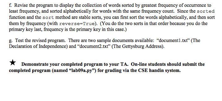 Solved: Link To Lab09a.py :http://www.cse.msu.edu/~cse231/... | Chegg.com