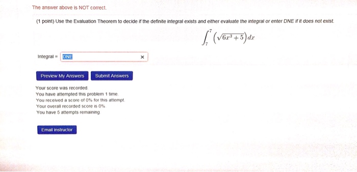 Solved Use the Evaluation Theorem to decide if the definite | Chegg.com