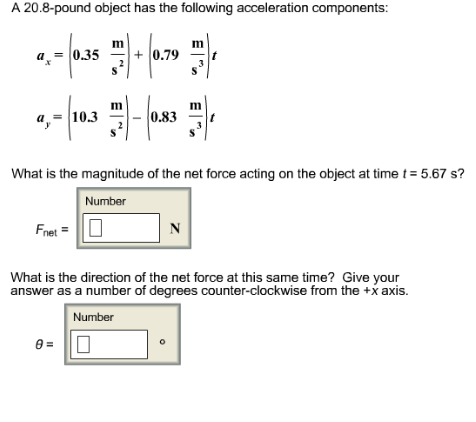 A 20.8-pound object has the following acceleration | Chegg.com