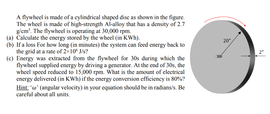 Solved A flywheel is made of a cylindrical shaped disc as | Chegg.com
